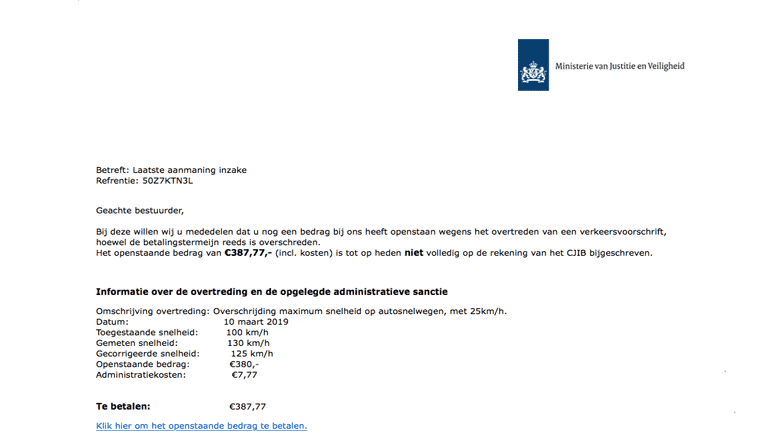 Let op! Valse aanmaning CJIB in omloop